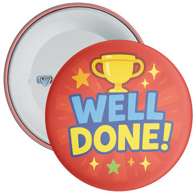 Pack of 20 School Well Done Badge Red - The Badge Centre