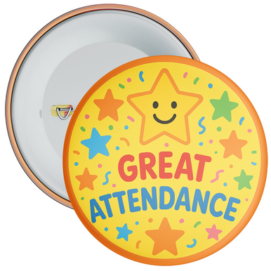 Pack of 20 School Great Attendance Badge Yellow Background - The Badge ...