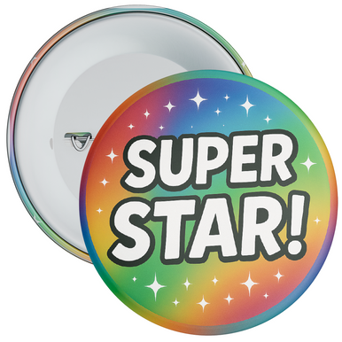 Pack of 20 School Super Star Badge Colourful - The Badge Centre