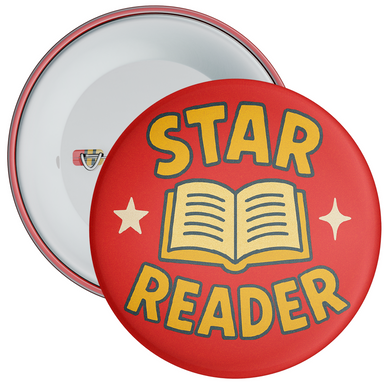 Pack of 20 School Star Reader Reading Themed Badge - Red - The Badge ...