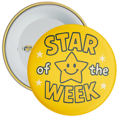 Pack of 20 School Star of The Week Badge - Yellow - The Badge Centre