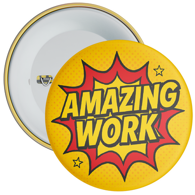 Pack of 20 School Amazing Work Badge - Yellow - The Badge Centre