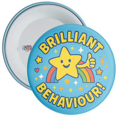 Pack of 20 School Brilliant Behaviour Badge - Blue - The Badge Centre