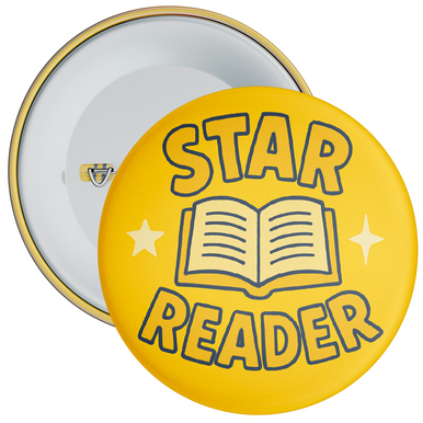 Pack of 20 School Star Reader Reading Badge - Yellow - The Badge Centre