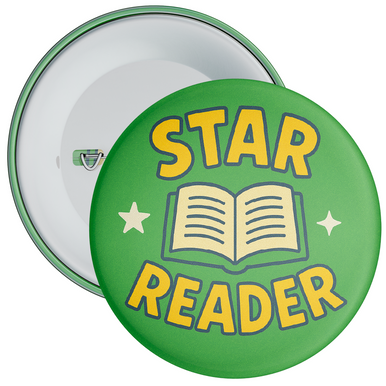 Pack of 20 School Star Reader Reading Badge - Green - The Badge Centre
