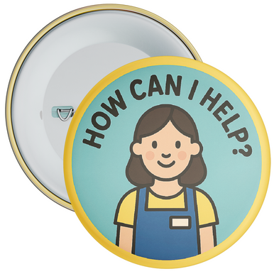 How Can I Help Badge - Green - Retail Badge - The Badge Centre