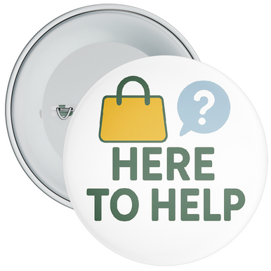 Here To Help Badge - Green - Retail Badge - The Badge Centre