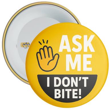 Ask Me, I Don't Bite Badge - Orange - Help Retail Badge - The Badge ...