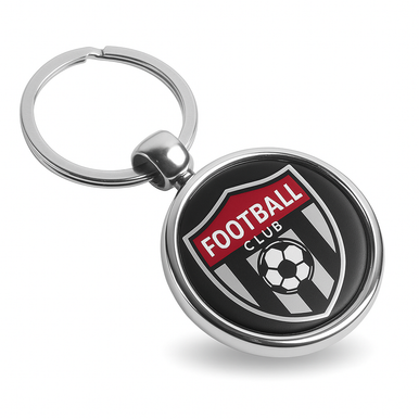 Football Round Printed Insert Keyrings - 30mm - Bulk Keyrings - Silver ...