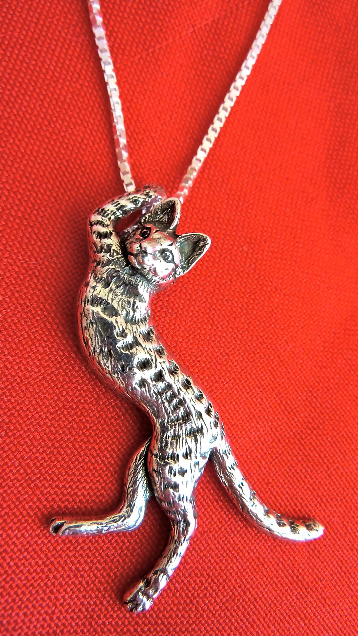 Bengal Cat Pendant medium Sterling Silver - Fazio's Cat Jewelry