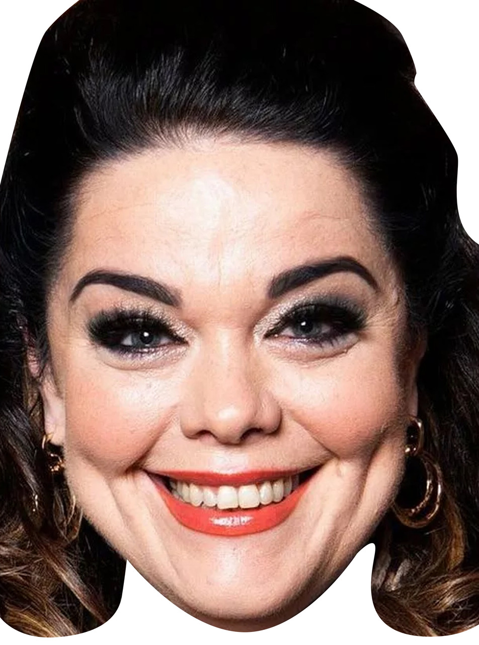 Mandy Dingle TV celebrity party face mask fancy dress - Celebrity ...