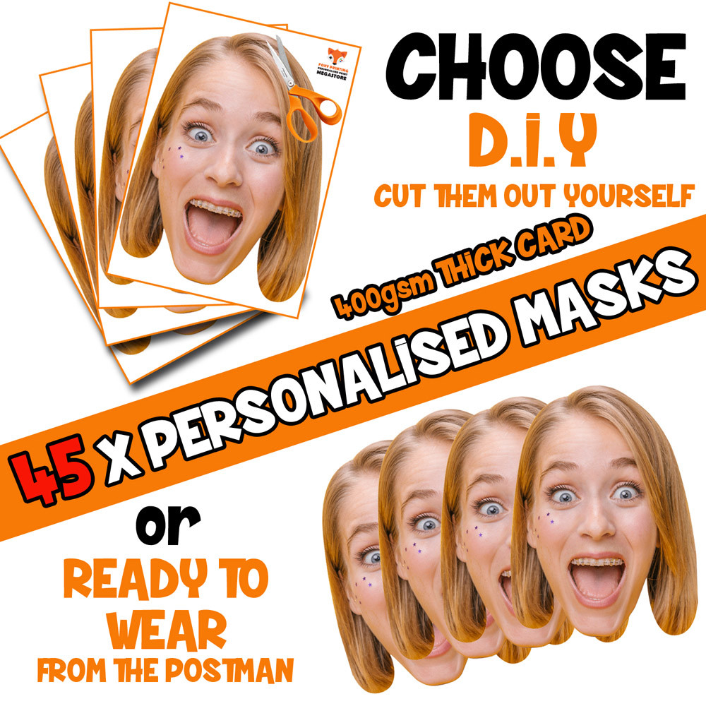 10 x personalised custom hen party face masks - Celebrity-Facemasks.com