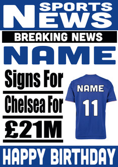 Signed For Chelsea Personalised Card - Celebrity-Facemasks.com