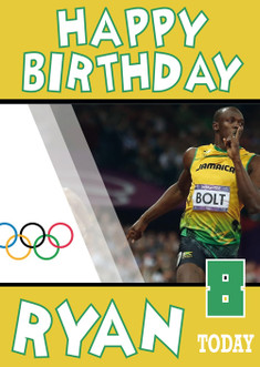 Olympics New 2 Birthday Usain Bolt Card - Celebrity-Facemasks.com