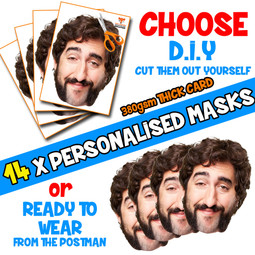 14 x personalised custom stag party face Masks - Celebrity-Facemasks.com