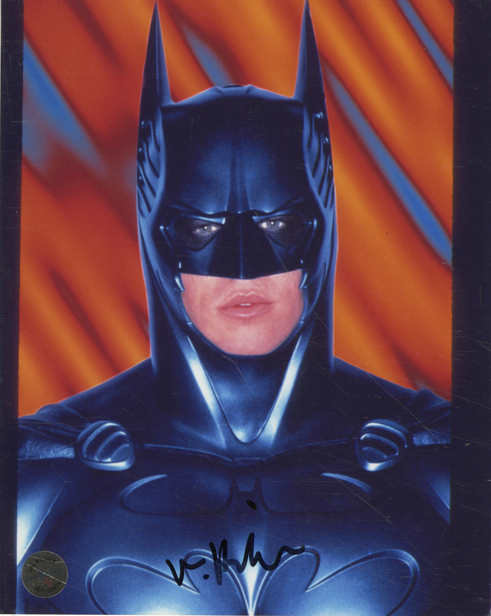 Batman Cowl Autographed Photo - Val Kilmer