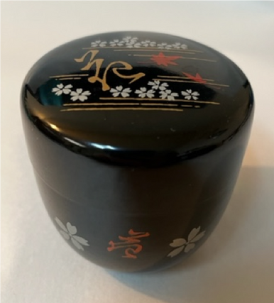 Natsume: Tatsta Gawa, cherry blossoms, maple leaves and water, on black ...