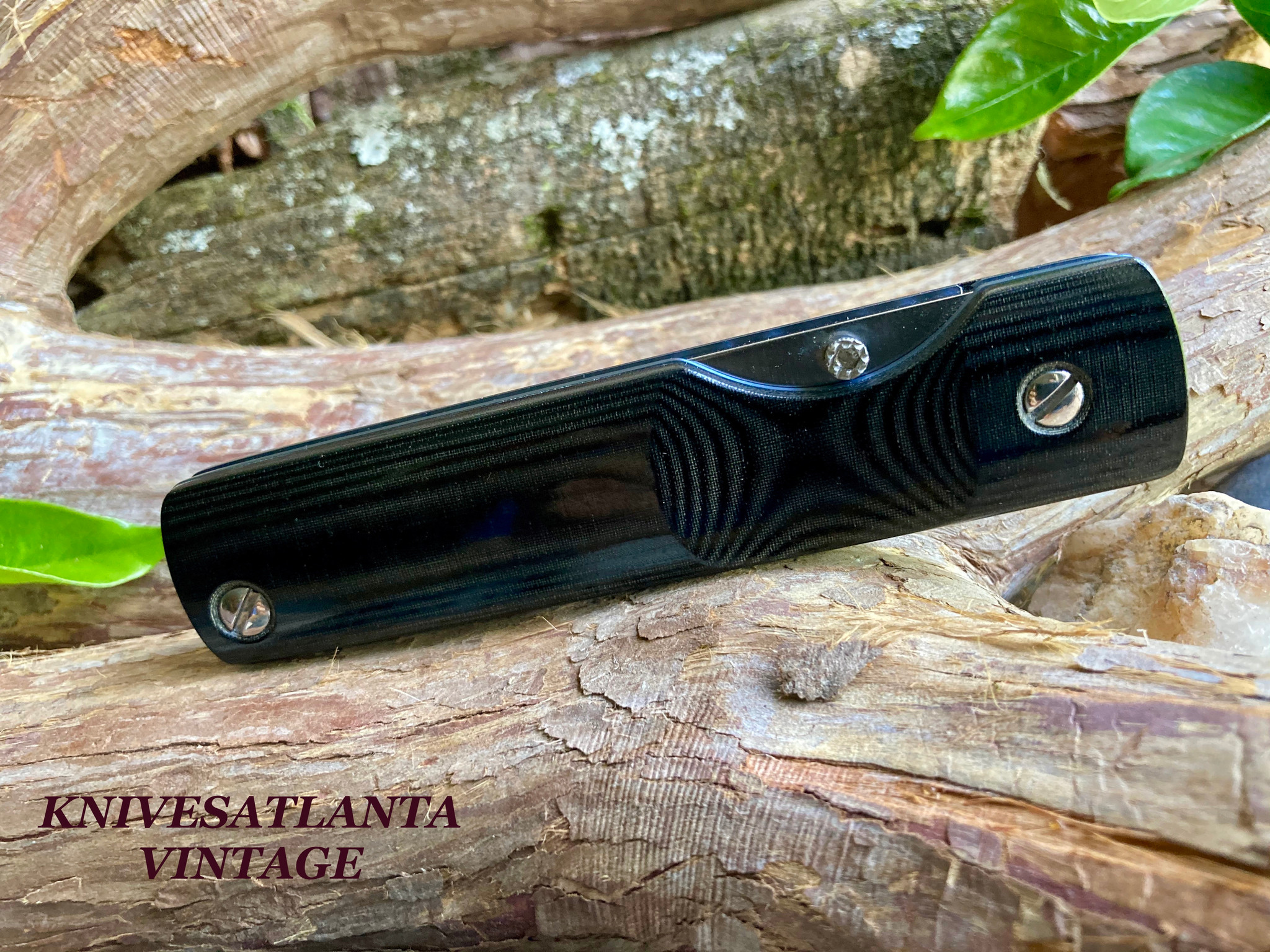 Kevin L. Hoffman Custom Liner Lock Black Linen Micarta ~ Vintage