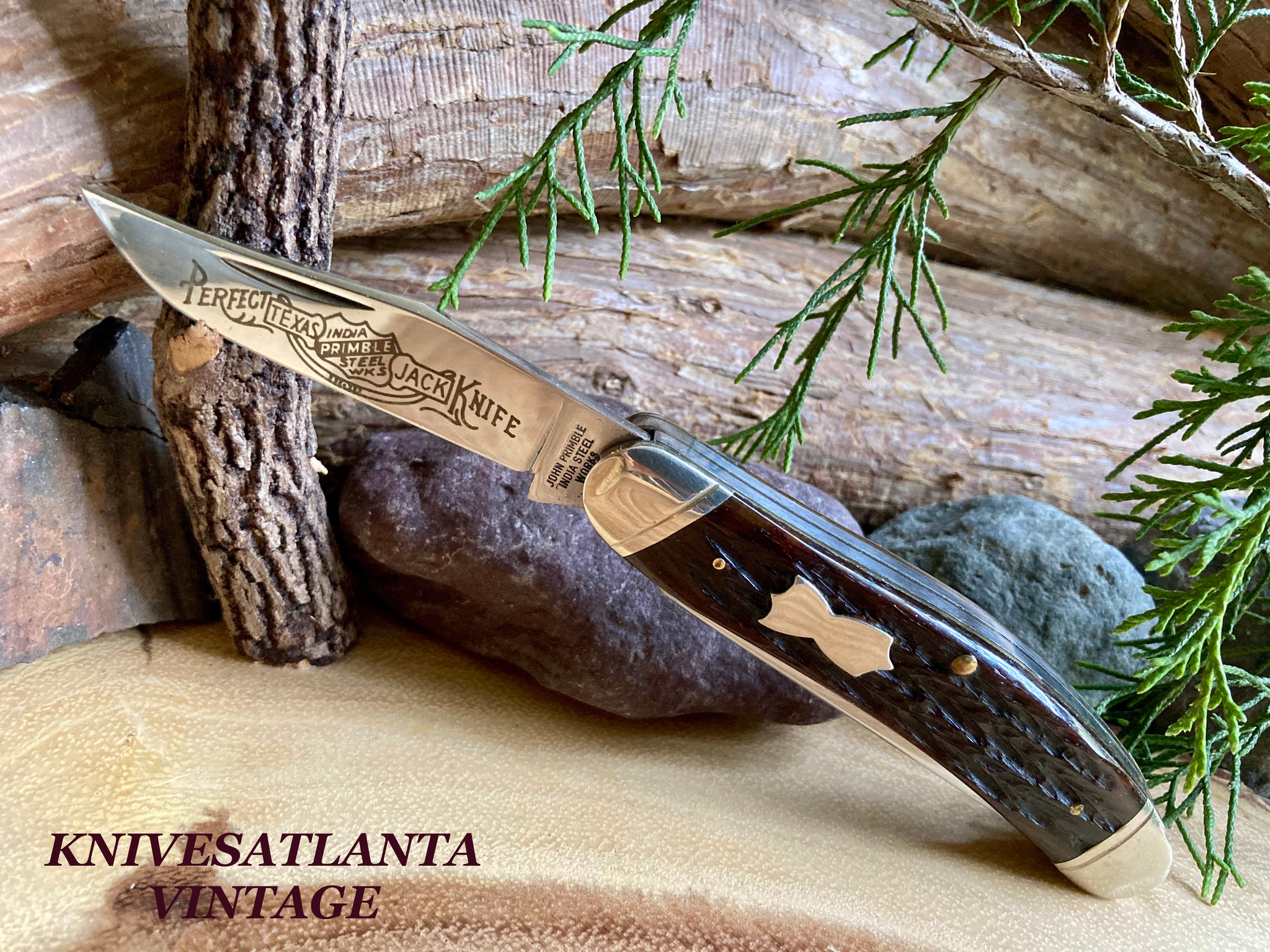 John Primble India Steel Works 1989 Bone 4986 Perfect Texas Jack Knife