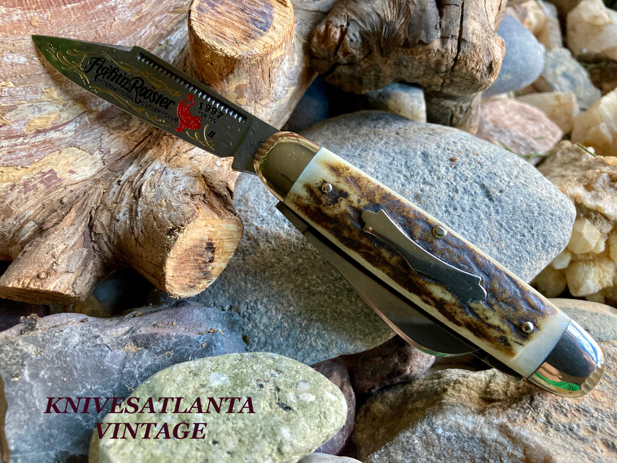 Fight'n Rooster ~ 1997 CATTLE KNIFE ~ 078 of 100 ~ Vintage