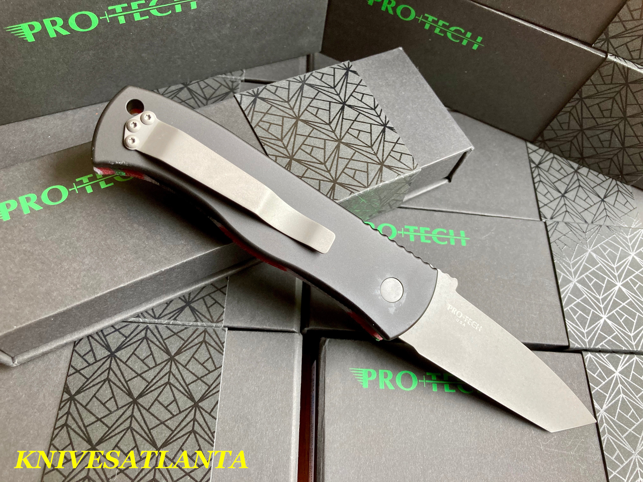 Protech Emerson CQC-7 Custom Unique Micarta (3.25" Blk 154CM) Mosaic Button