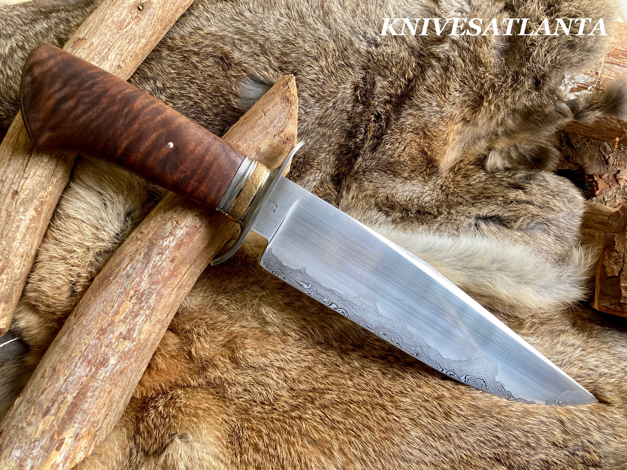 BIG RIVER FORGE ~ Fighter ~ Curly Black Walnut Handle ~ San Mai ~ Custom