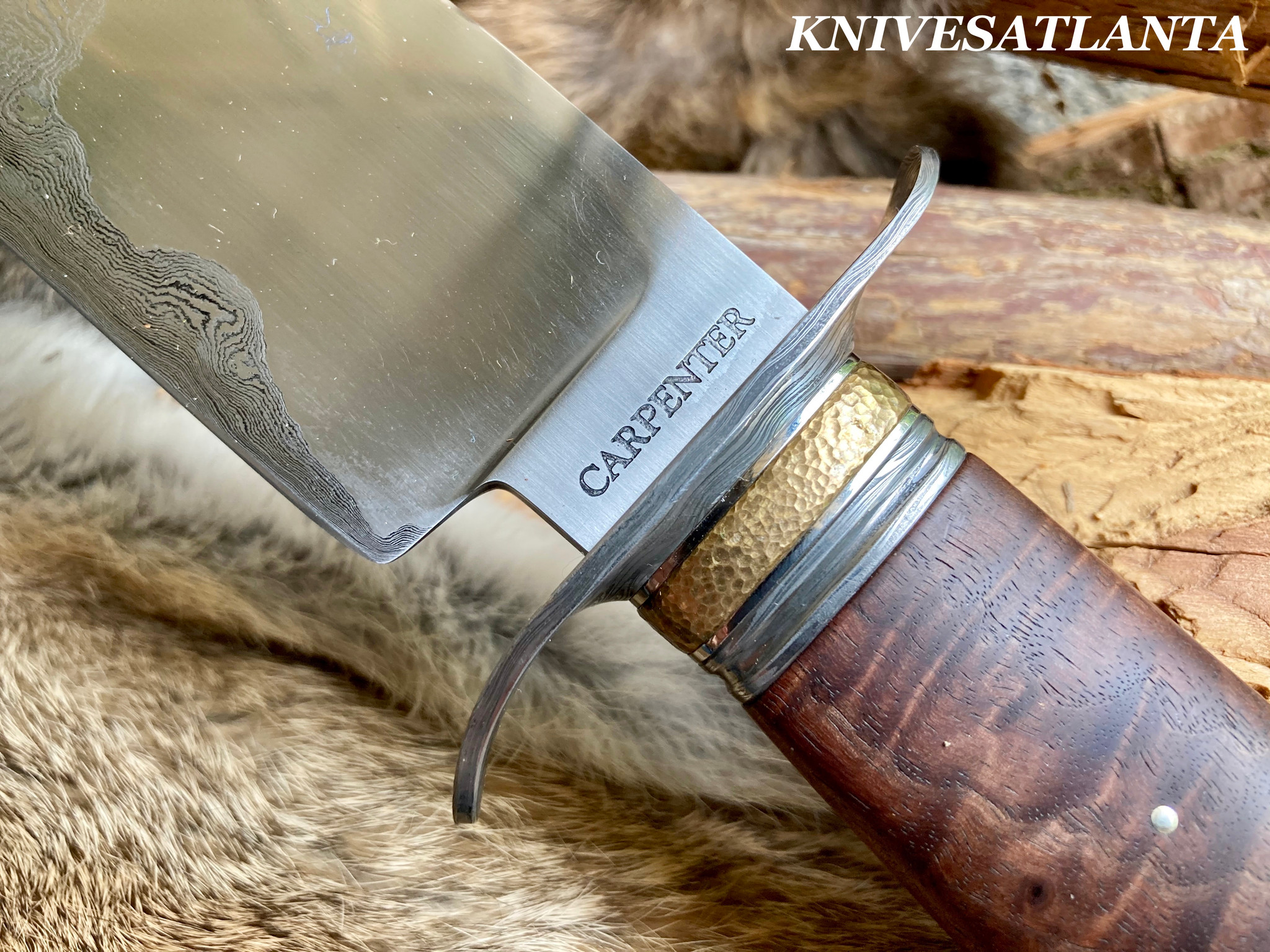 BIG RIVER FORGE ~ Fighter ~ Curly Black Walnut Handle ~ San Mai ~ Custom