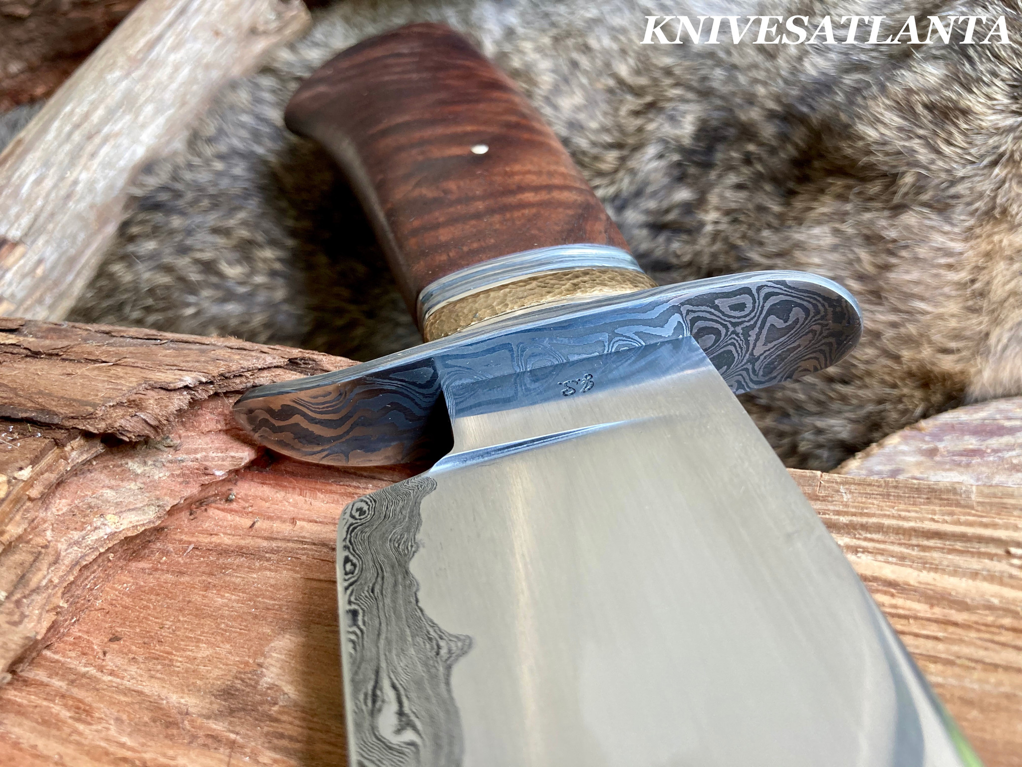 BIG RIVER FORGE ~ Fighter ~ Curly Black Walnut Handle ~ San Mai ~ Custom