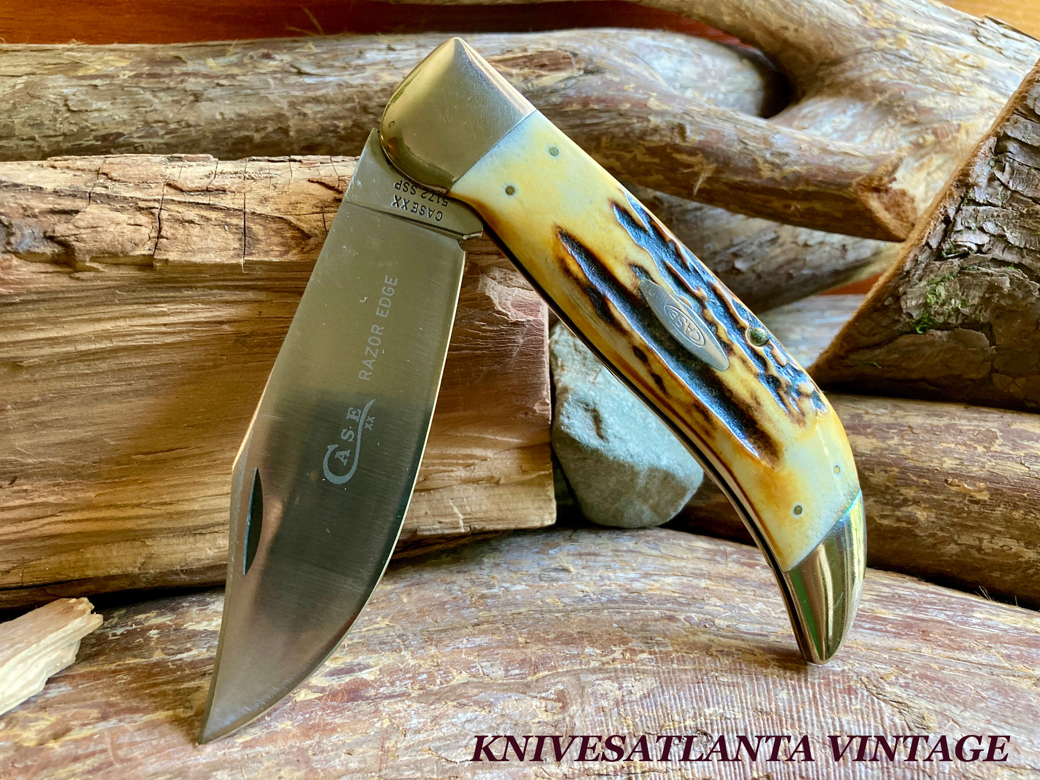 Case XX USA 4 Dot (1976) Stag 5172 SSP Razor Edge Clasp Knife ~ Vintage