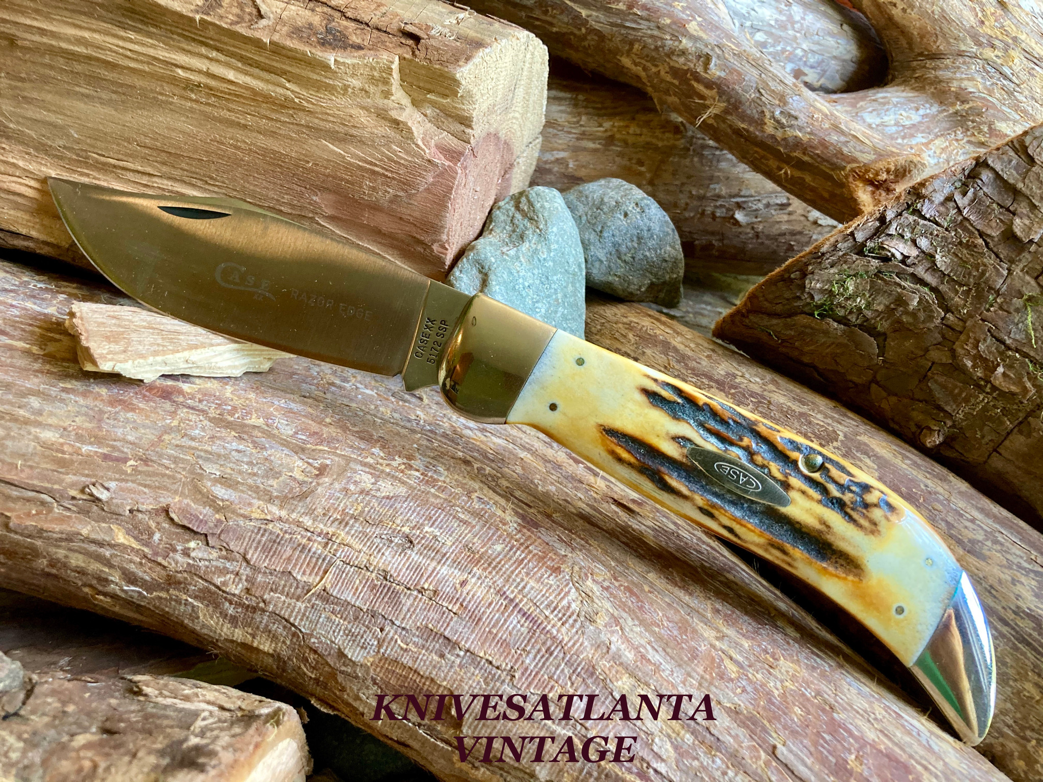 Case XX USA 4 Dot (1976) Stag 5172 SSP Razor Edge Clasp Knife ~ Vintage