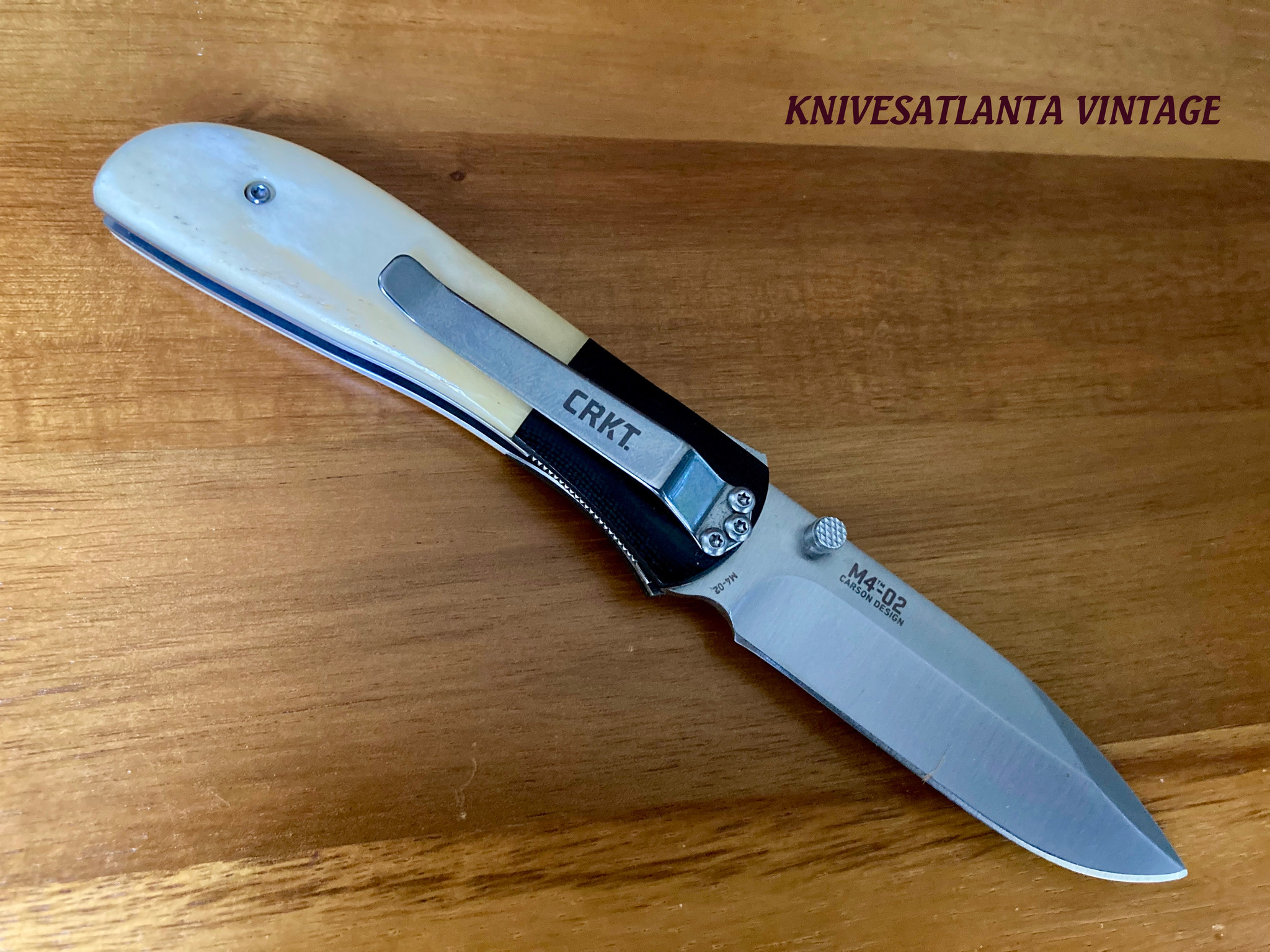 CRKT Carson M4-02 White Bone Spring Assisted Knife ~ Vintage