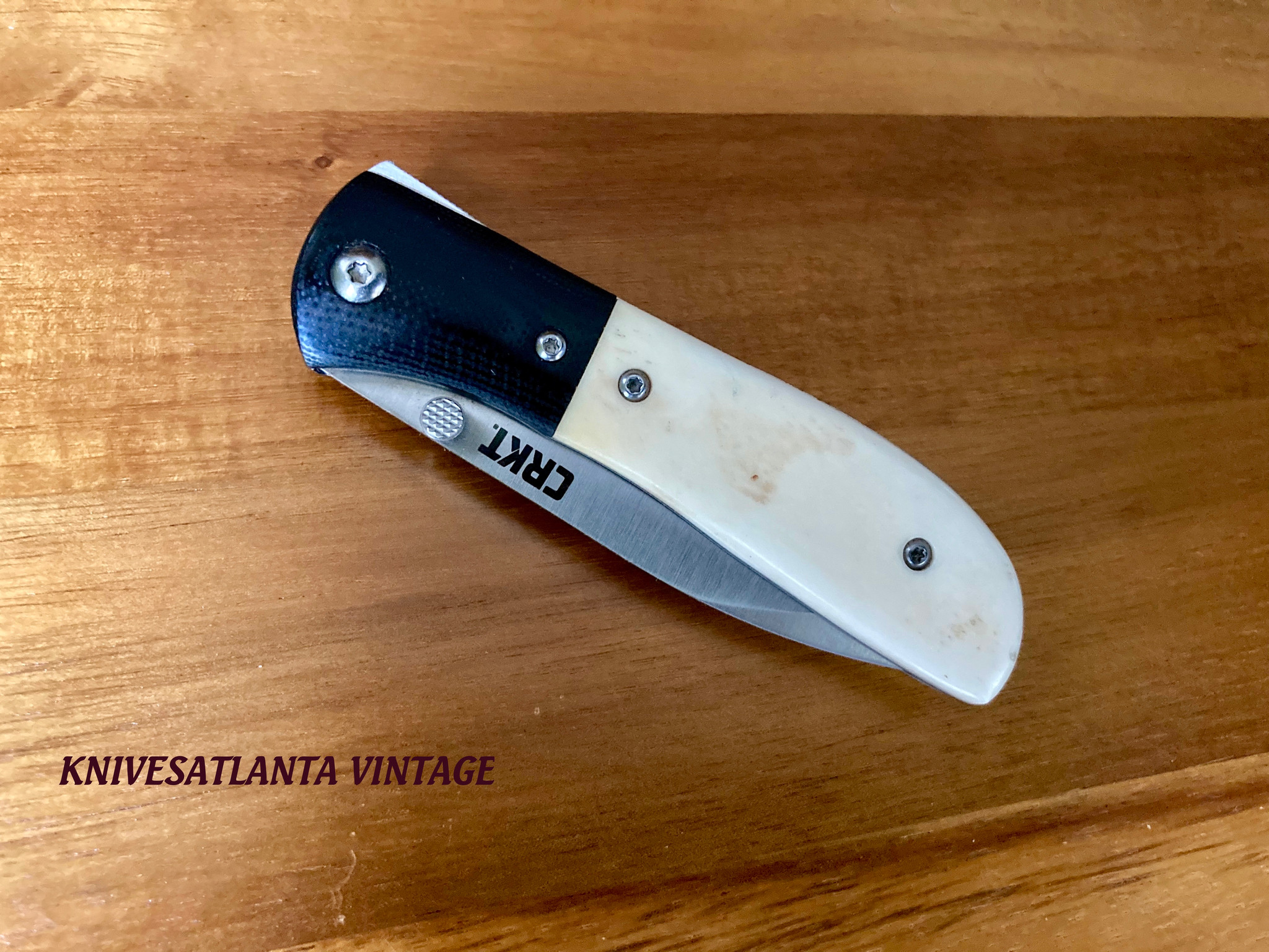 CRKT Carson M4-02 White Bone Spring Assisted Knife ~ Vintage