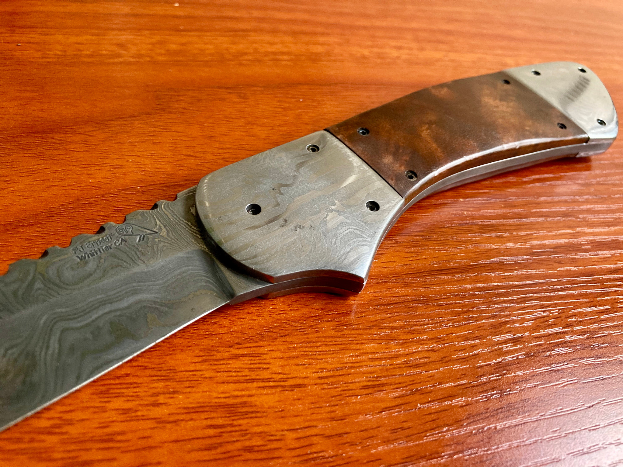 PJ Ernest Custom Hand Made Damascus Knife