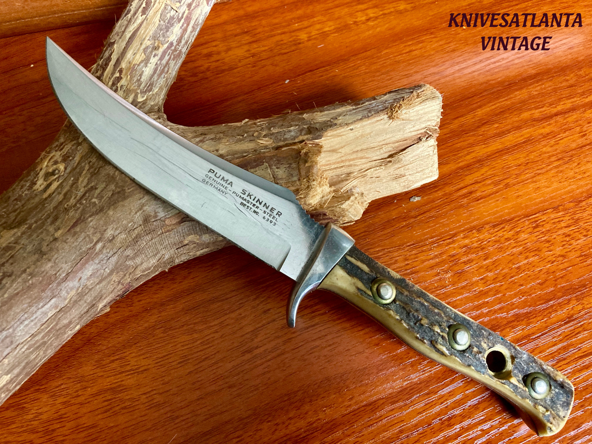 1966 Puma 6393 Skinner ~ Solingen Germany ~ Stag Fixed Blade Hunting ...