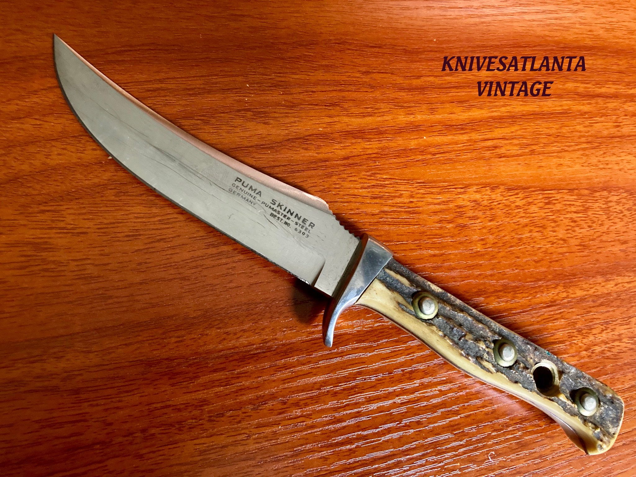 1966 Puma 6393 Skinner ~ Solingen Germany ~ Stag Fixed Blade Hunting ...