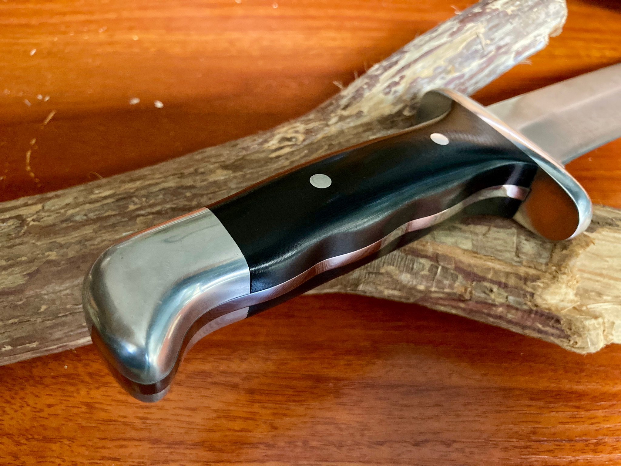 Buck 124 USA Black Micarta Frontiersman Fixed Blade Hunting Knife ~ Vintage