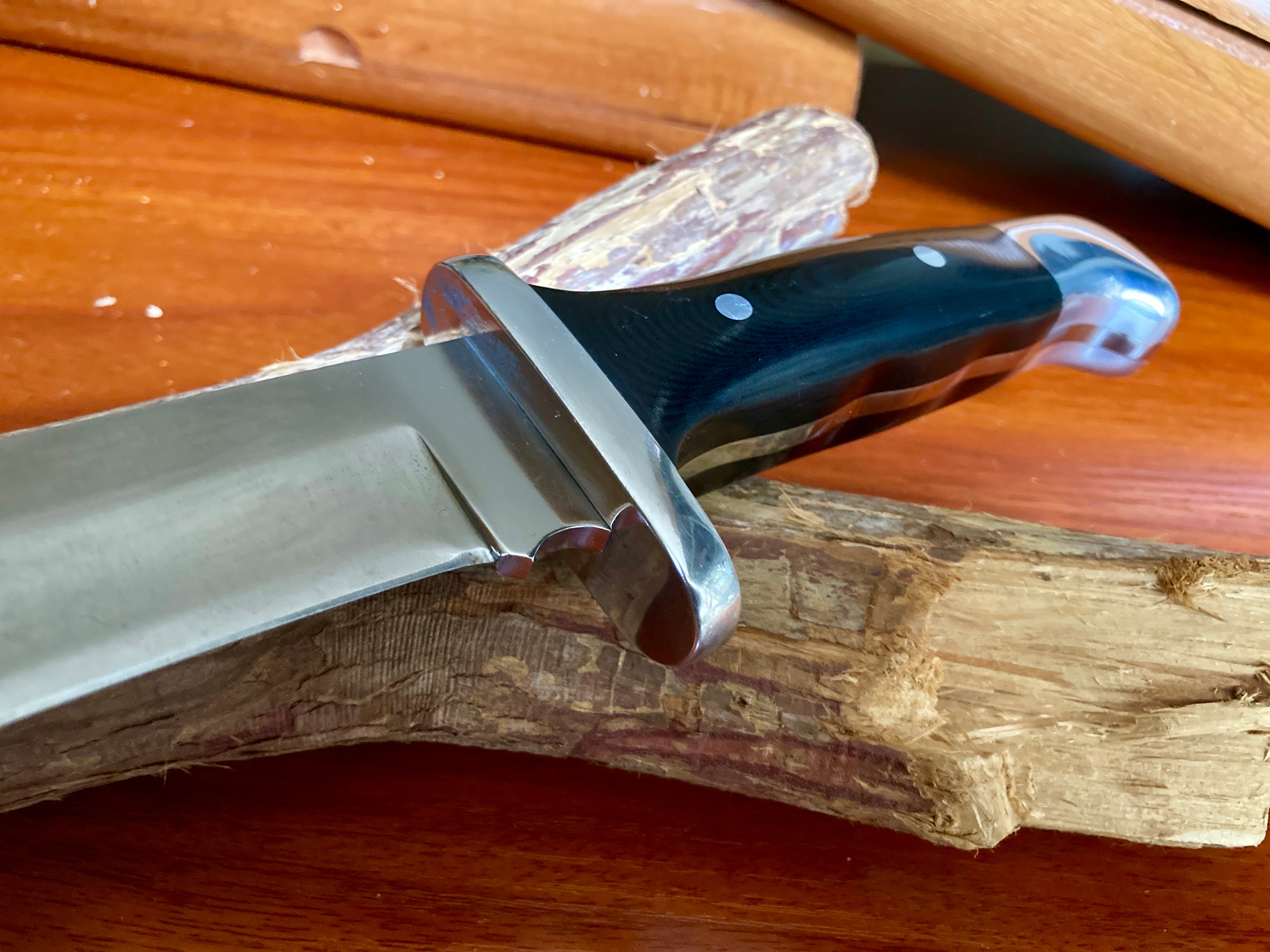Buck 124 USA Black Micarta Frontiersman Fixed Blade Hunting Knife ~ Vintage