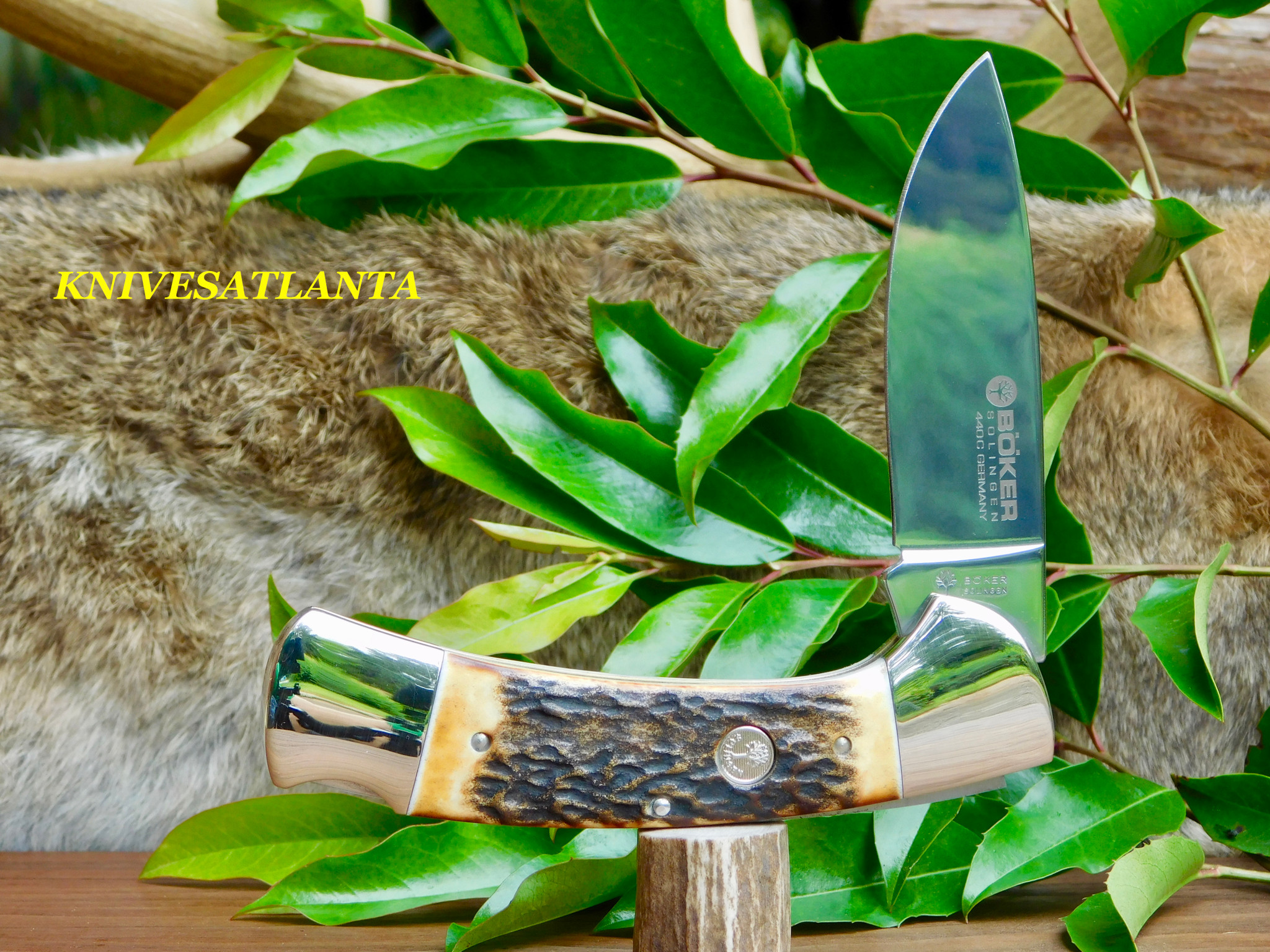 Boker Stag Hunter Folding Knife 3-1/4" Blade, Stag Handles 114000