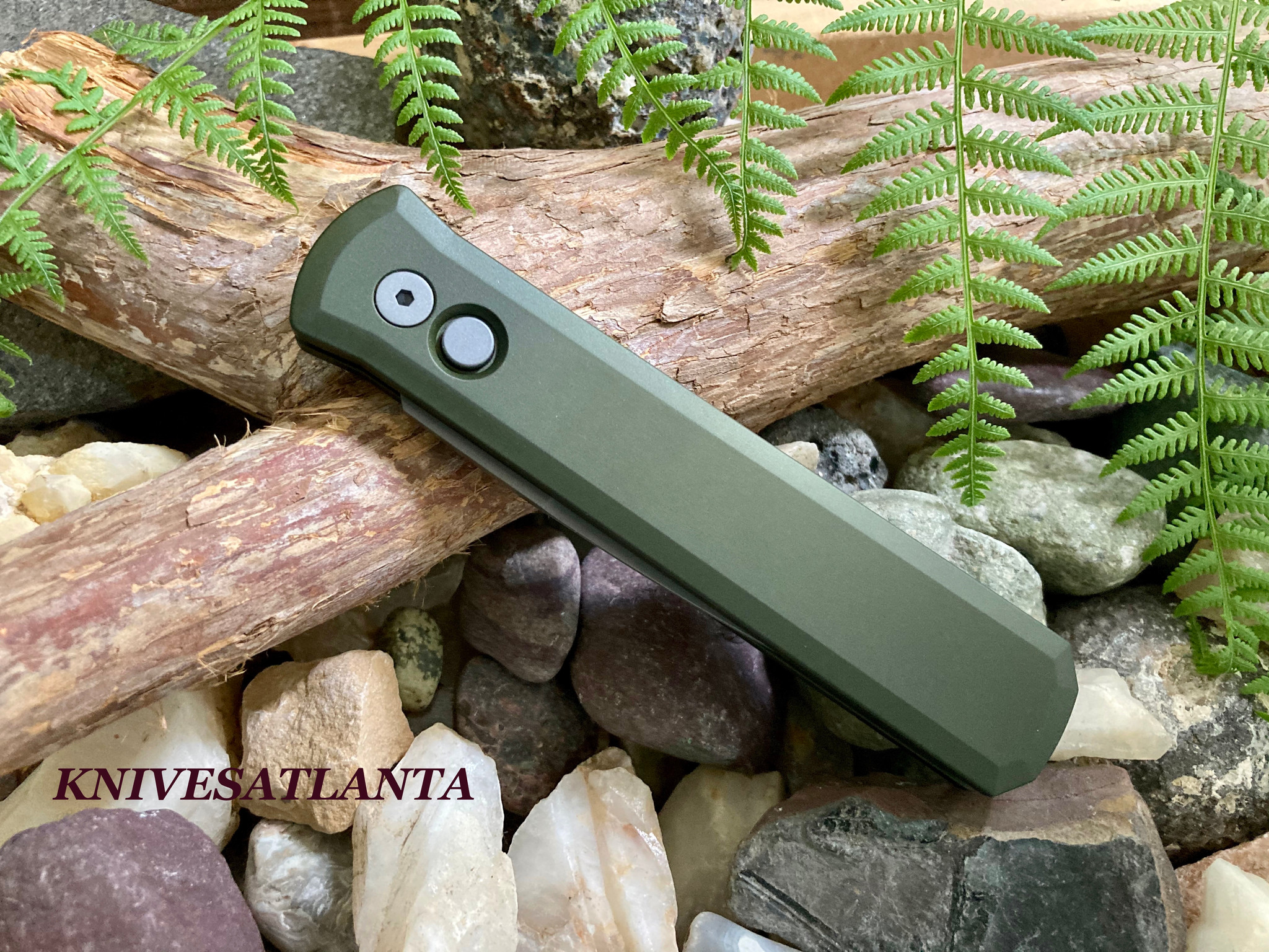 Protech Green Godfather Auto Bead Blast Blade