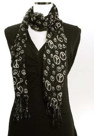 White Peace Sign Scarf 2015