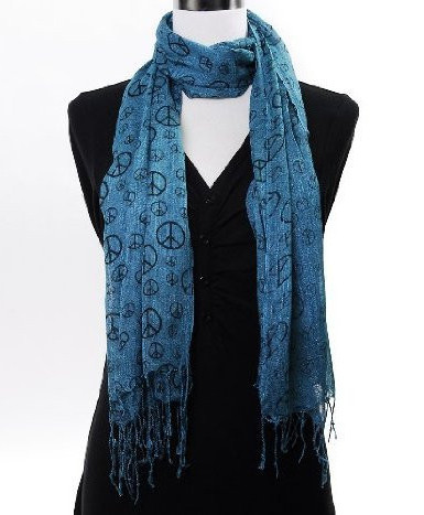 Turquoise Peace Sign Scarf 2014