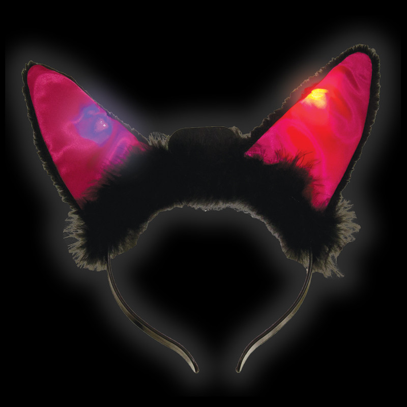 Black Flashing LED Cat Headband 1880 - Private Island Party