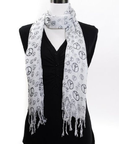 White Peace Sign Scarf 2015