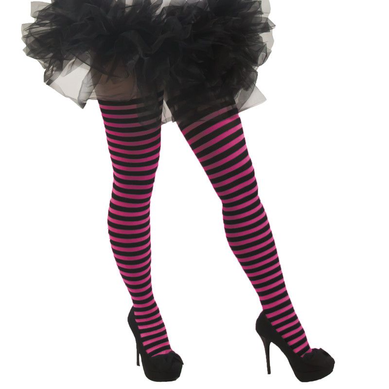 Red and White Striped Tights Opaque 8082