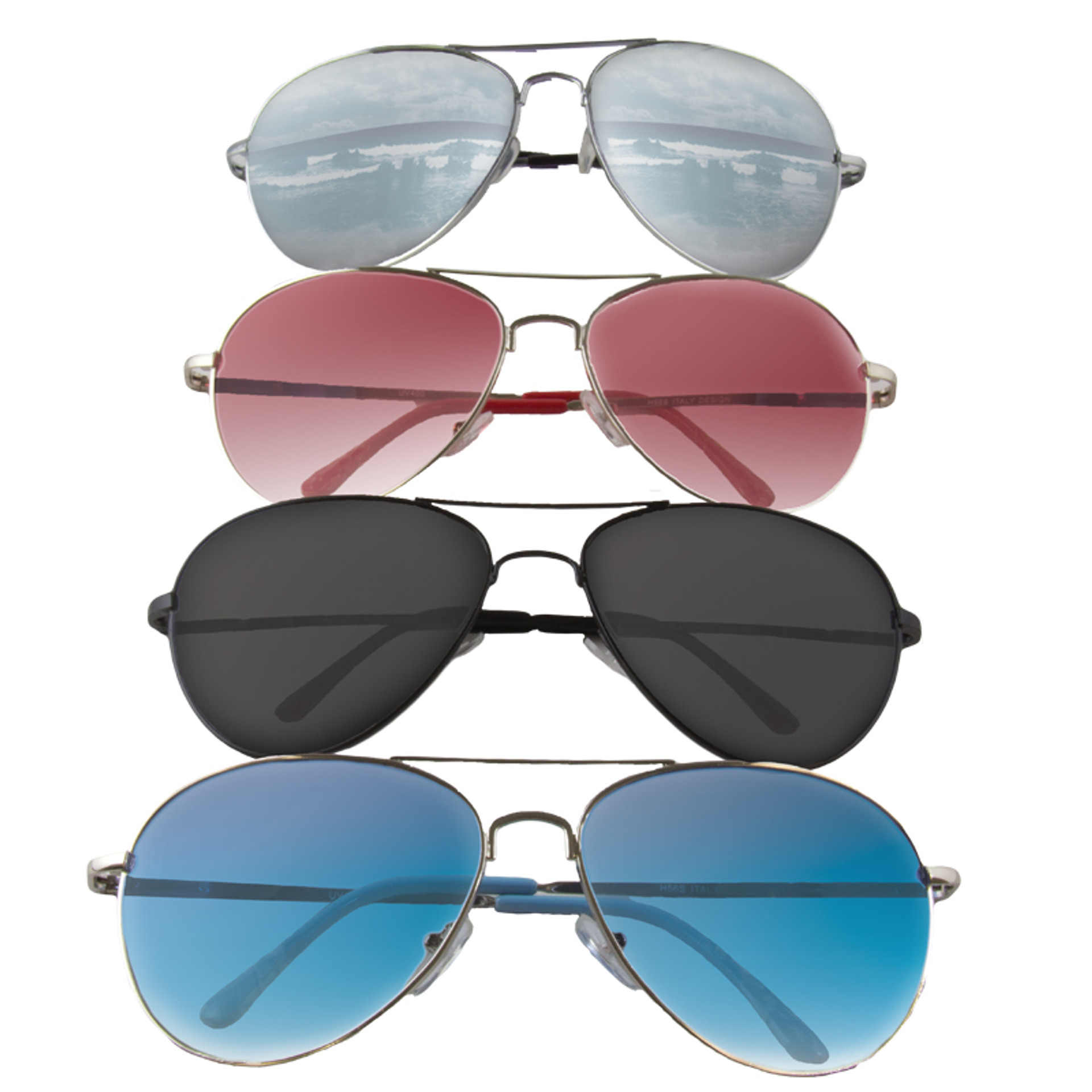 Silver Frame And Red Lens Aviator Sunglasses 1105 Private Island Party