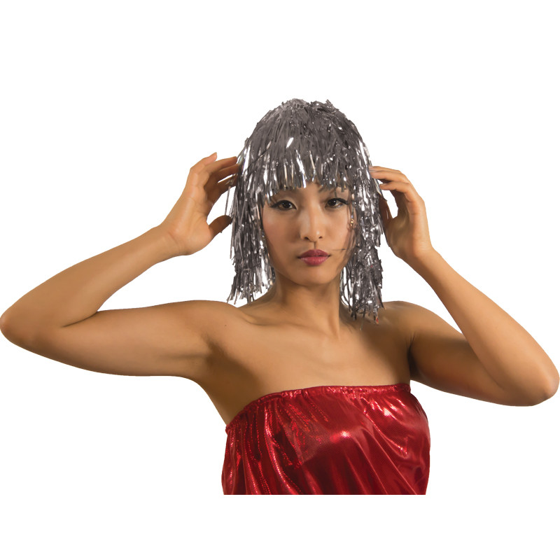 Silver Tinsel wig 6069 - Private Island Party