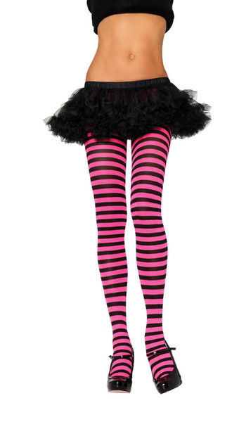 Red and White Striped Tights Opaque 8082