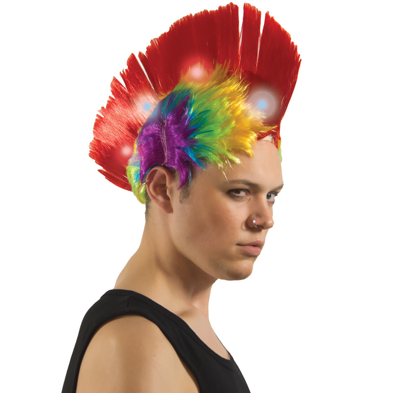 Led Rainbow Mohawk Wig 6070