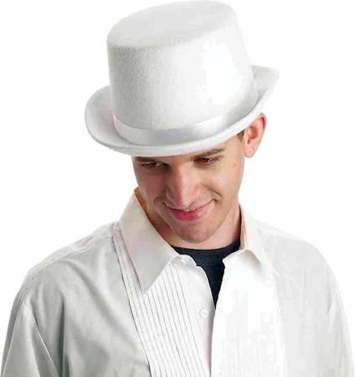 Satin Top Hat White Deluxe 1537 | Privateislandparty.com