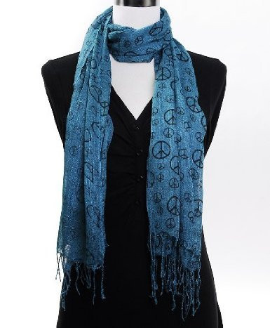 White Peace Sign Scarf 2015